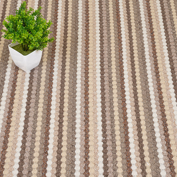 Beige Multi Stripe Loop Carpet | Pattern Loop Carpets | Online Carpets