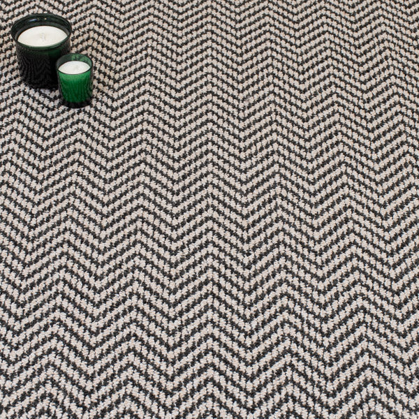 Black & White 2028 Chile Herringbone Carpet | Loop Carpet | Online Carpets