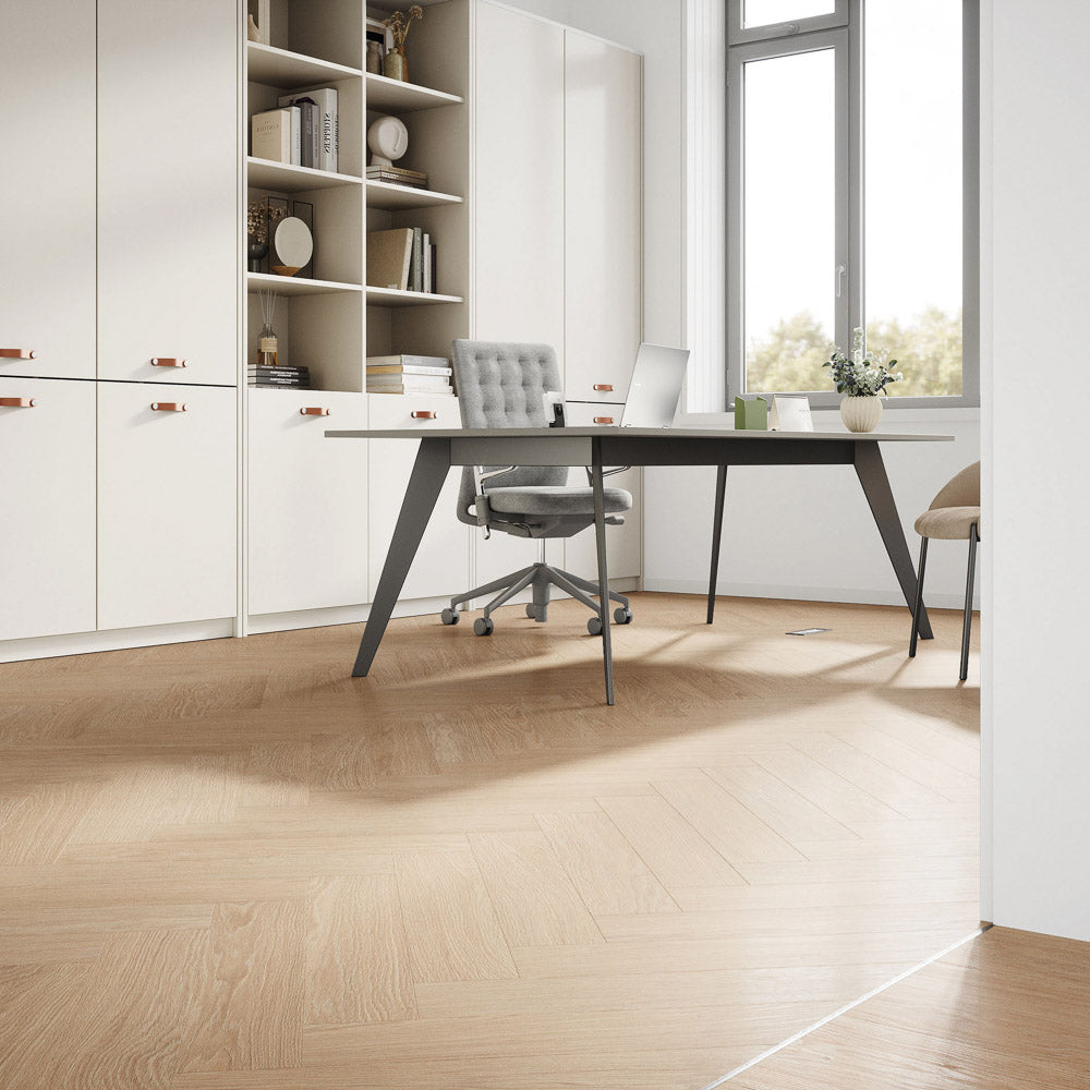 Natural Darcy Oak K843 Herringbone 8mm Laminate | Online Carpets