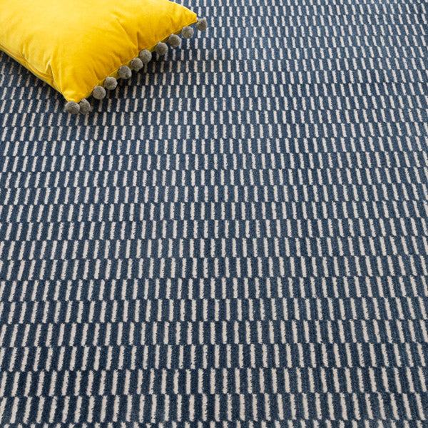 Navy Blue Lines Castle Carpet | Buy Felt Backed Carpets | Online Carpets