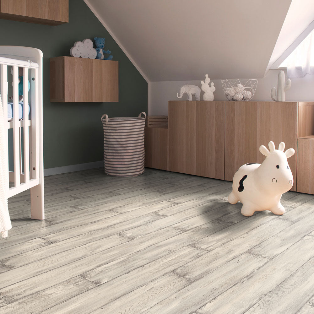 Painted Wood Light Grey Iconik 260 Vinyl Flooring | Online Carpets
