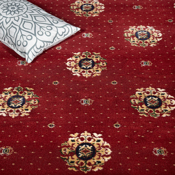 Regal Red Medallion Wentworth Patterned Wilton Carpet | Online Carpets