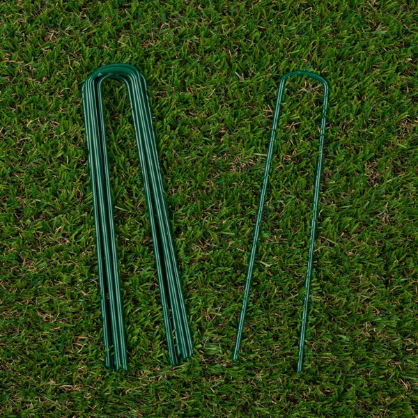 Powder Coated Green Grass Pins 150mm - 50 Pin | Online Carpets