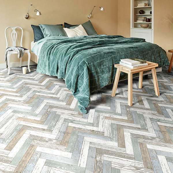 Herringbone Vinyl Flooring | Diagonal Plank Effect Lino | Online Carpets